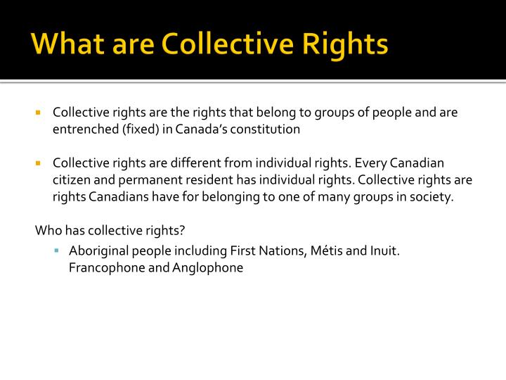 PPT - To what extent has Canada affirmed Collective Rights PowerPoint ... PPT - To what extent has Canada affirmed Collective Rights PowerPoint ...