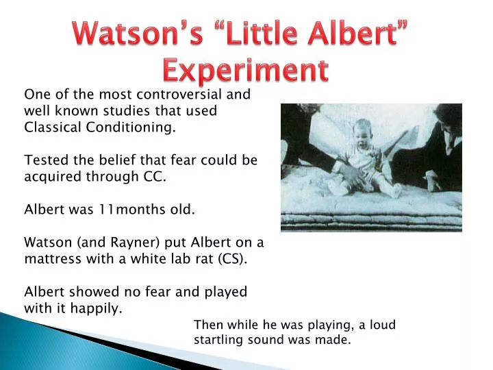 PPT - Watson’s “Little Albert” Experiment PowerPoint Presentation - ID ... PPT - Watson’s “Little Albert” Experiment PowerPoint Presentation - ID ...