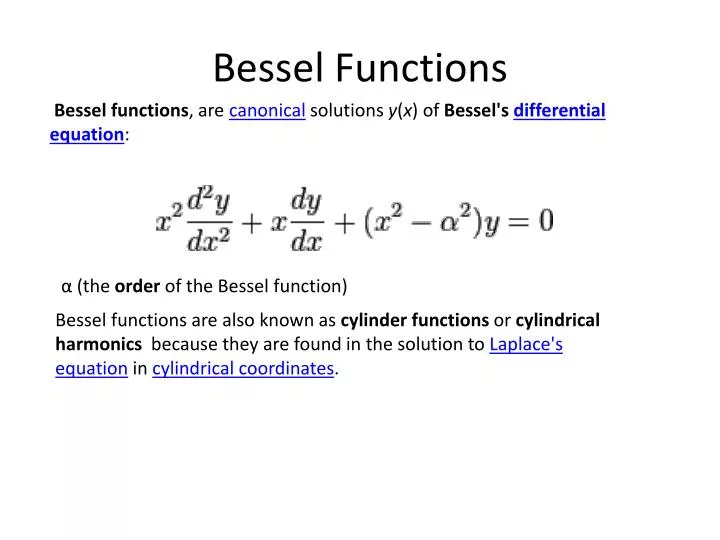 Ppt Bessel Functions Powerpoint Presentation Id 2865857