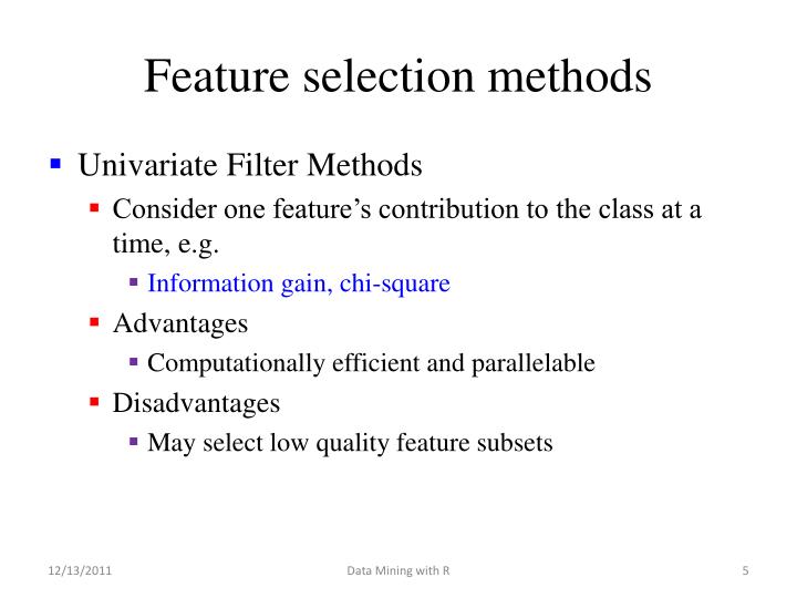 Ppt Feature Selection In Classification And R Packages Powerpoint Presentation Id 3148587