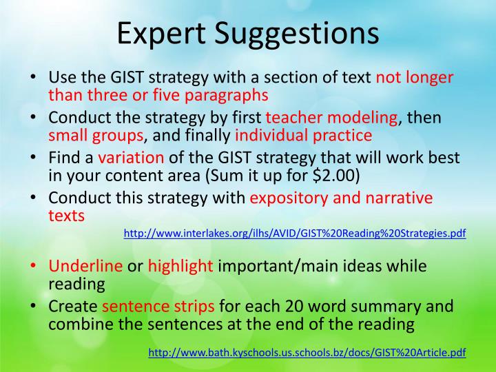 Ppt The Gist Strategy Generating Interactions Between Schemata And Text Powerpoint