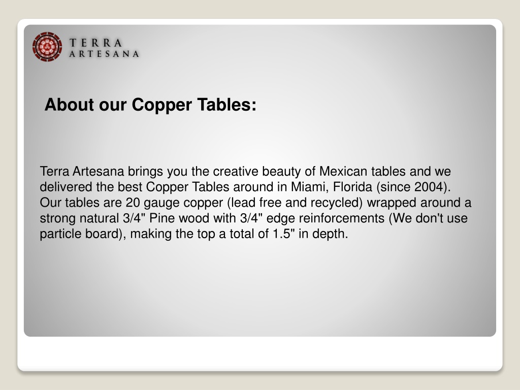 PPT - TerraArtesana - The Best Mexican Copper Tables Supplier ...