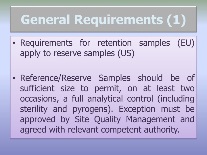 PPT - Reference, Retention and Reserve Samples PowerPoint Presentation ...