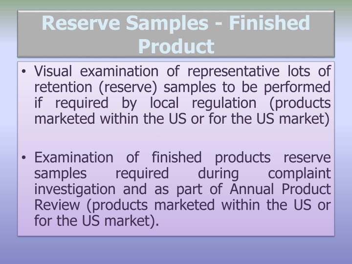 PPT - Reference, Retention and Reserve Samples PowerPoint Presentation ...