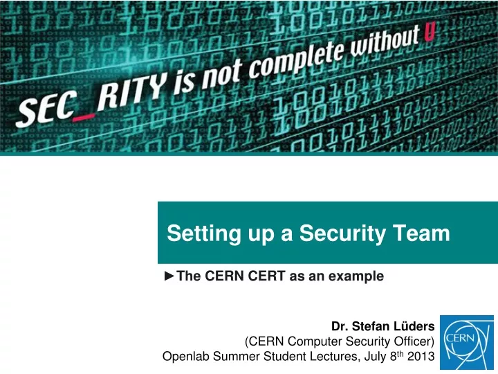 PPT - Setting up a Security Team PowerPoint Presentation, free download ...