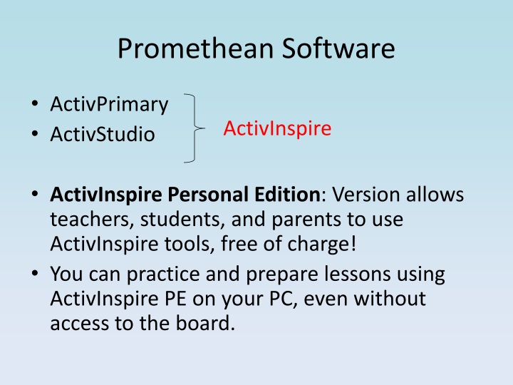 PPT - Introduction to ActivInspire and the Promethean Board PowerPoint ...