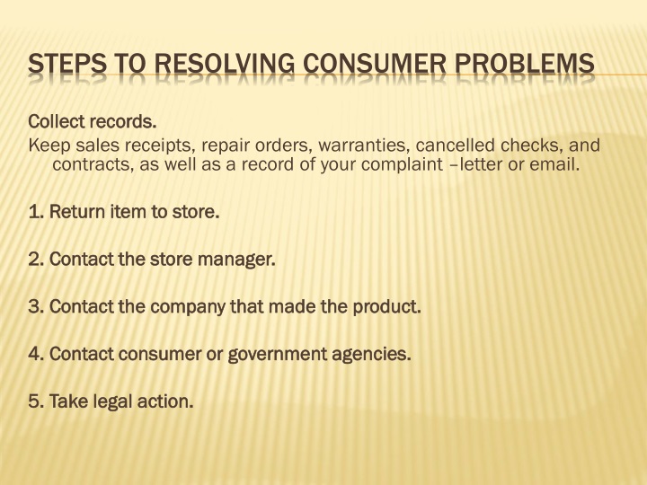 PPT - steps to resolving consumer problems PowerPoint Presentation ...