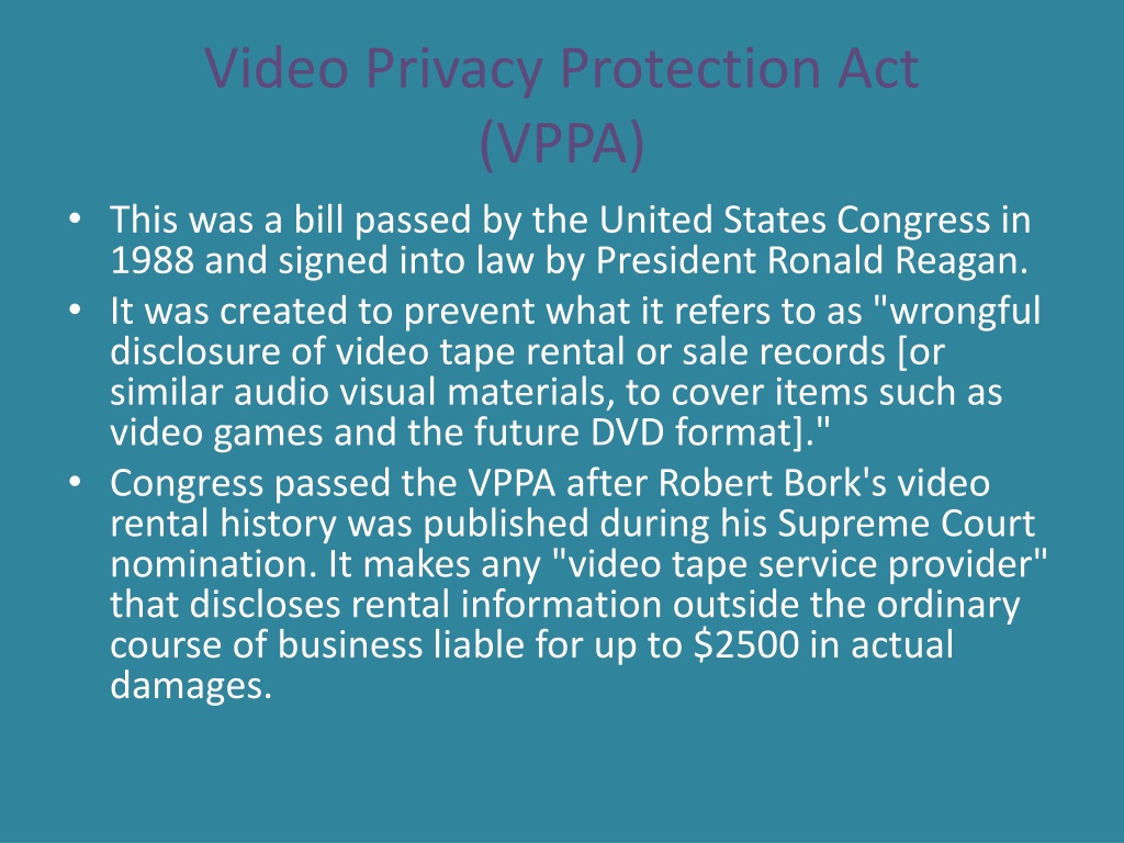 PPT - Children's Online Privacy Protection Act and the Video Privacy ...