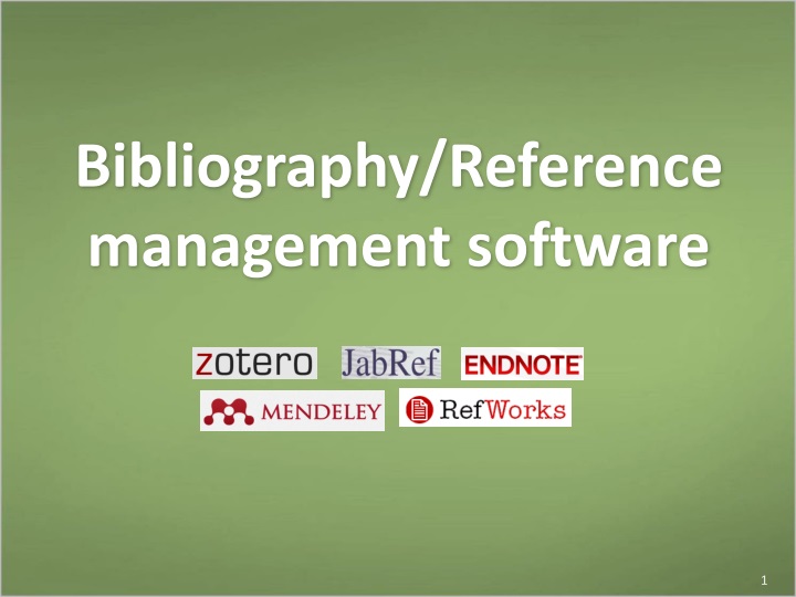 PPT - Bibliography/Reference management software PowerPoint ...
