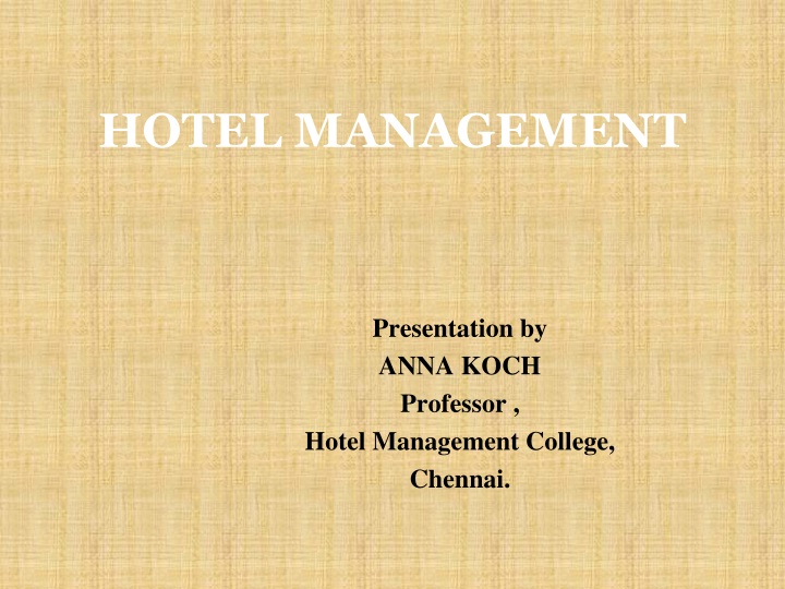PPT - Hotel Management PowerPoint Presentation, free download - ID:1508473