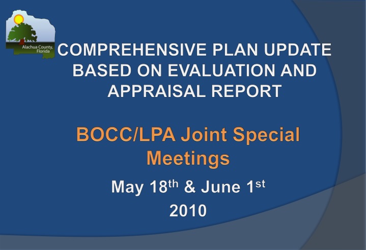 PPT - COMPREHENSIVE PLAN UPDATE BASED ON EVALUATION AND APPRAISAL ...