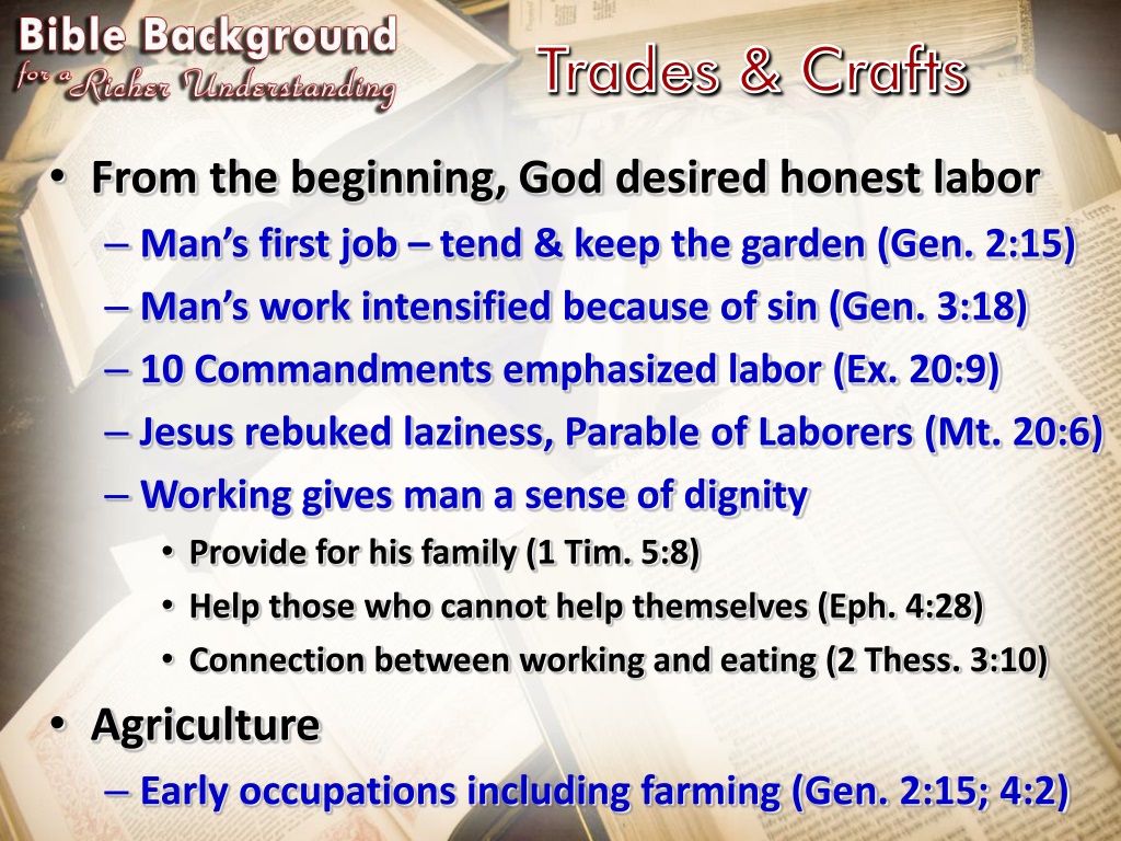 PPT - Lesson 5: Trades & Crafts in the Bible PowerPoint Presentation ...