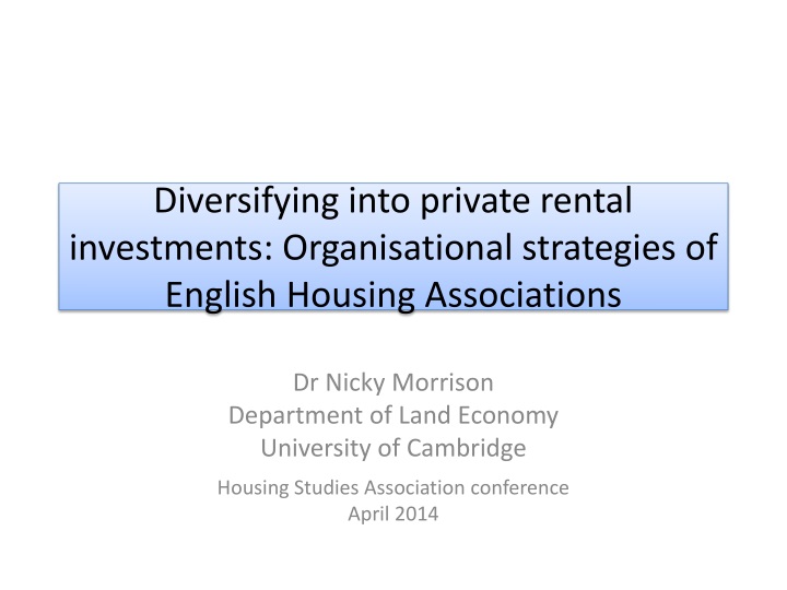 PPT - Dr Nicky Morrison Department of Land Economy University of ...