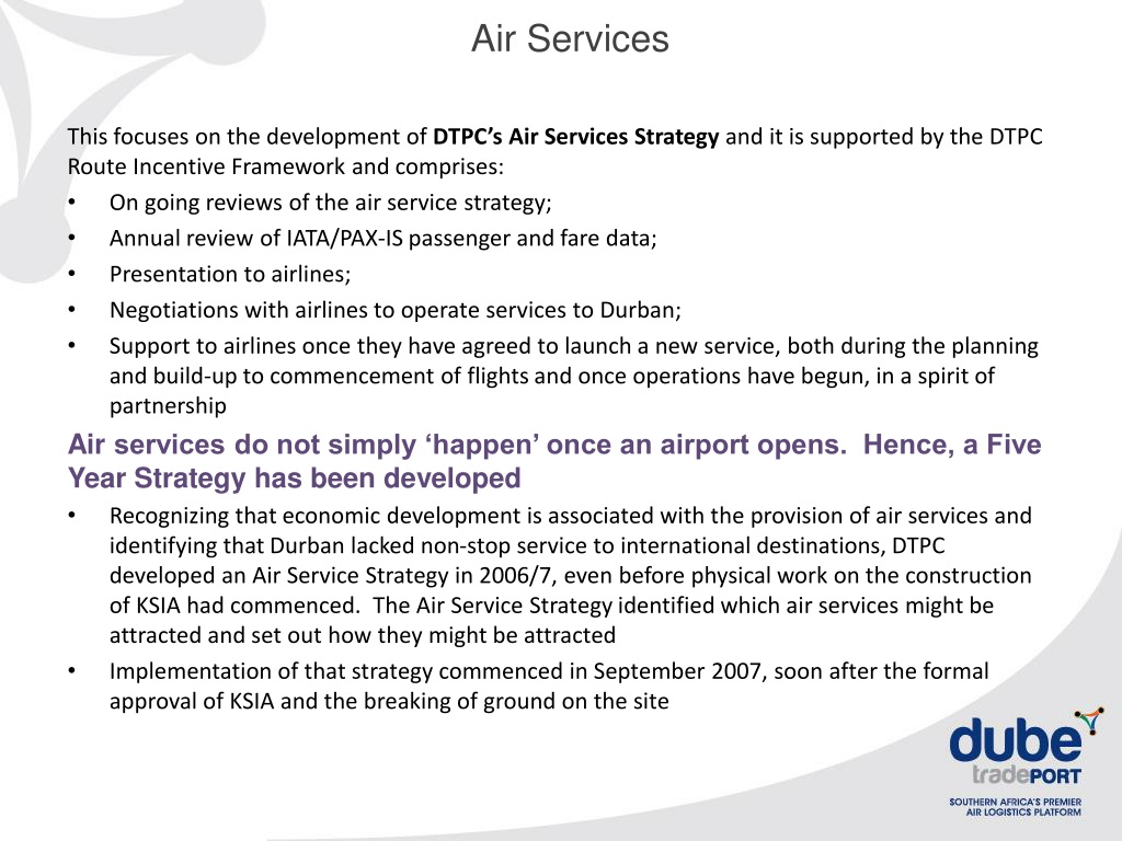 PPT - DTP Air Services Strategy PowerPoint Presentation, free download ...