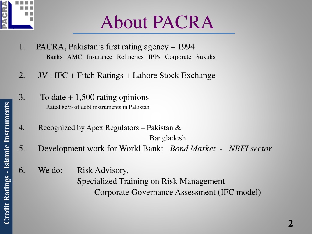 PPT - The Pakistan Credit Rating Agency PACRA Credit Ratings For ...