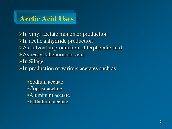 PPT - Acetic Acid Separation Methods PowerPoint Presentation - ID:1518905