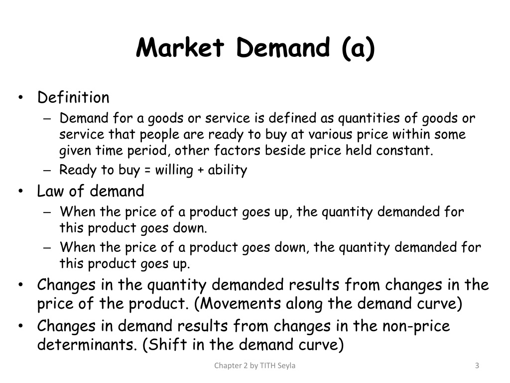 PPT - Objectives of chapter 2: Market demand Market supply Market ...