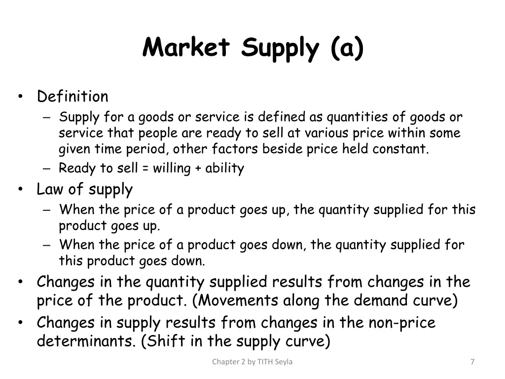 PPT - Objectives of chapter 2: Market demand Market supply Market ...