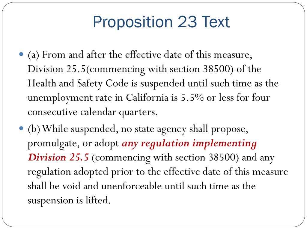 PPT - AB 32 and Prop 23 The Fight for California’s Clean Energy Future ...