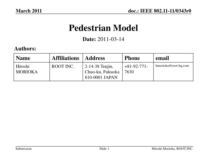 PPT - Pedestrian Model PowerPoint Presentation, free download - ID:1525289