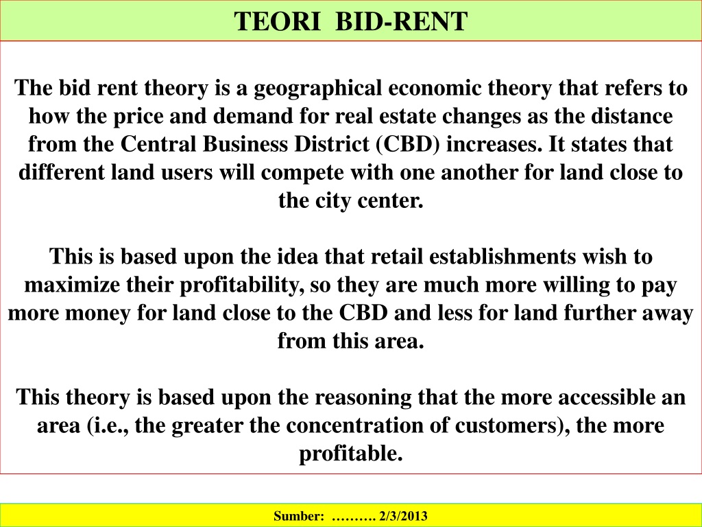 PPT - LAND USE ECONOMICS : Land Rents, Accessibility and Urban Form ...