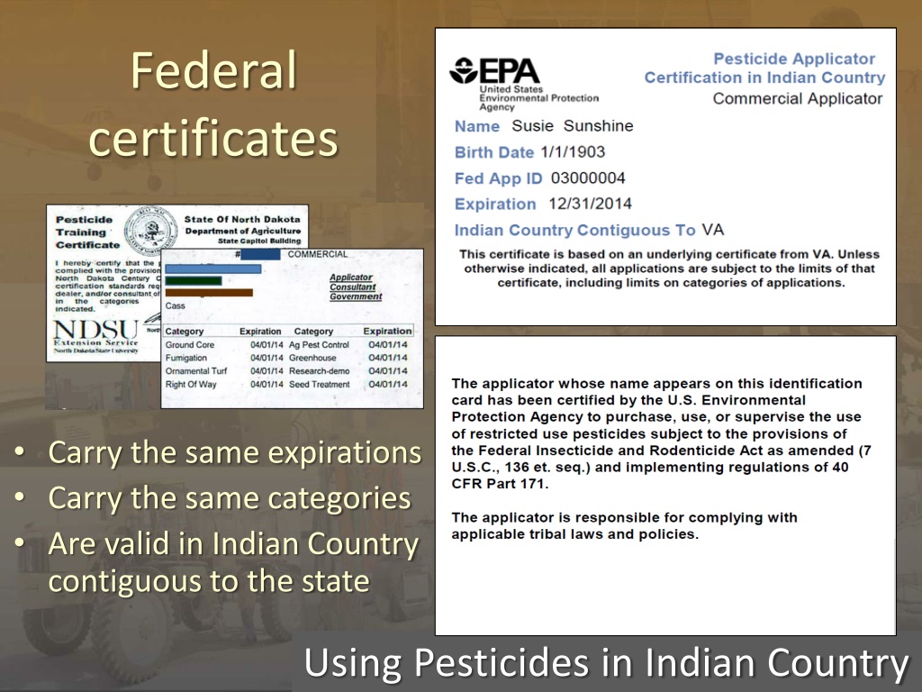 PPT - Using Pesticides in Indian Country and the EPA’s Federal ...