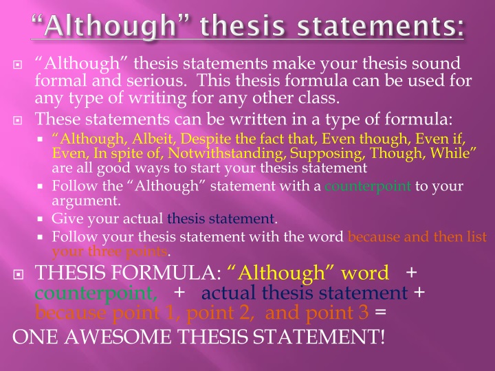 PPT - “Although” thesis statements: PowerPoint Presentation, free ...