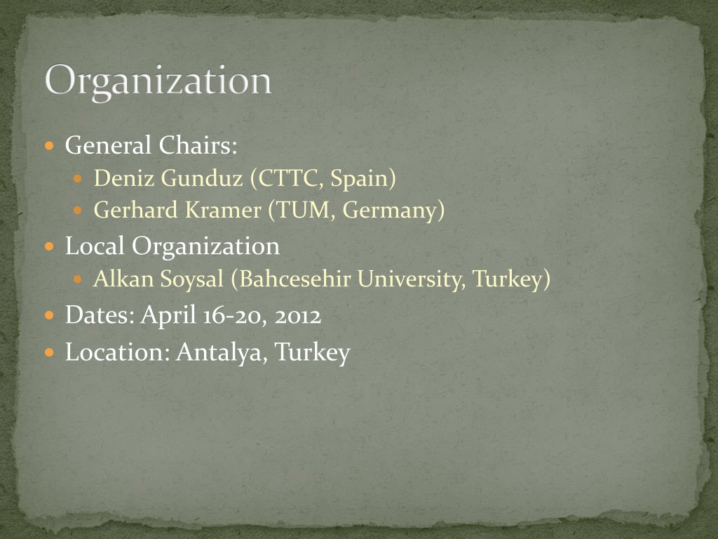 PPT - European School of Information Theory ESIT 2012 Antalya, Turkey ...