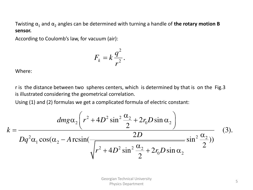 PPT - Coulomb's law experiment Determination of Electric Constant ...