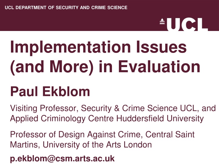 PPT - Implementation Issues (and More) in Evaluation PowerPoint ...