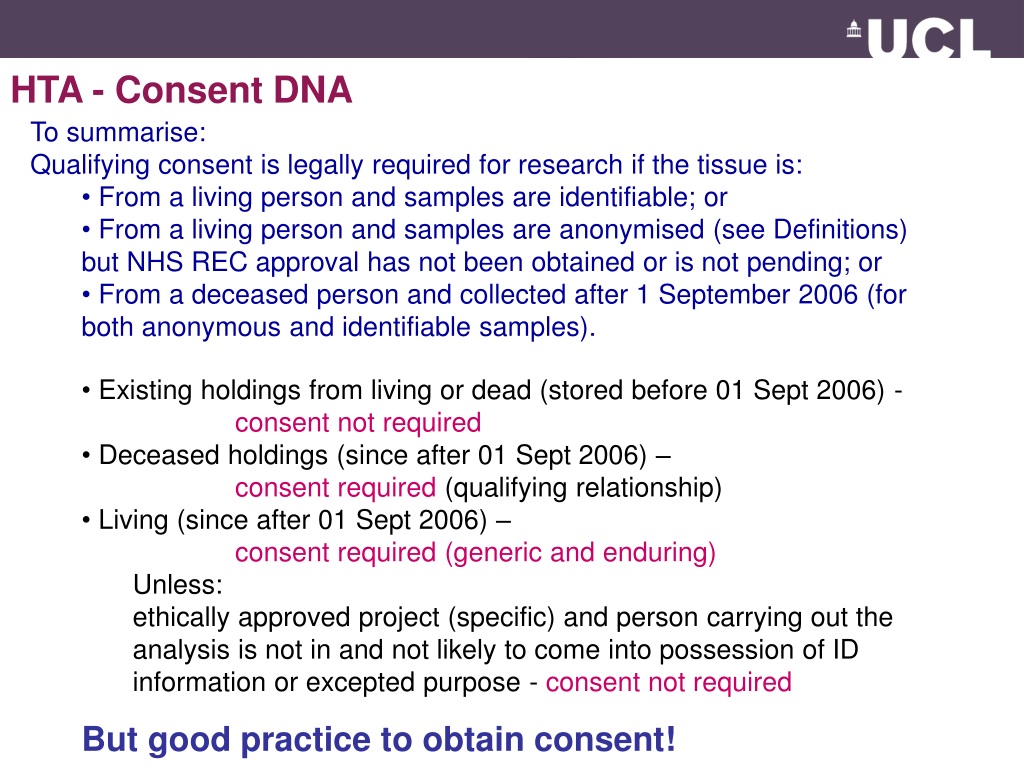 PPT - Human Tissue Act 2004: DNA Analysis Dr Kirstin Goldring Biobank ...