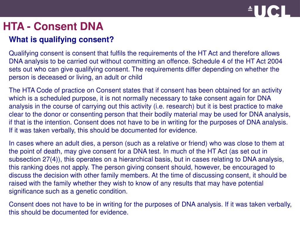 PPT - Human Tissue Act 2004: DNA Analysis Dr Kirstin Goldring Biobank ...