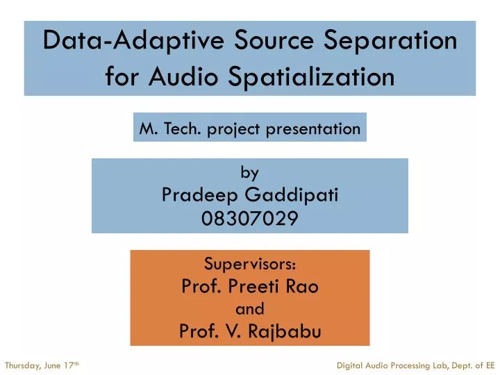 Ppt Data Adaptive Source Separation For Audio Spatialization