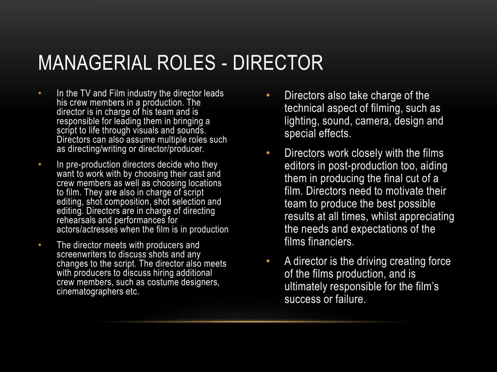 PPT - Managerial Roles in TV and Film Industry PowerPoint Presentation ...