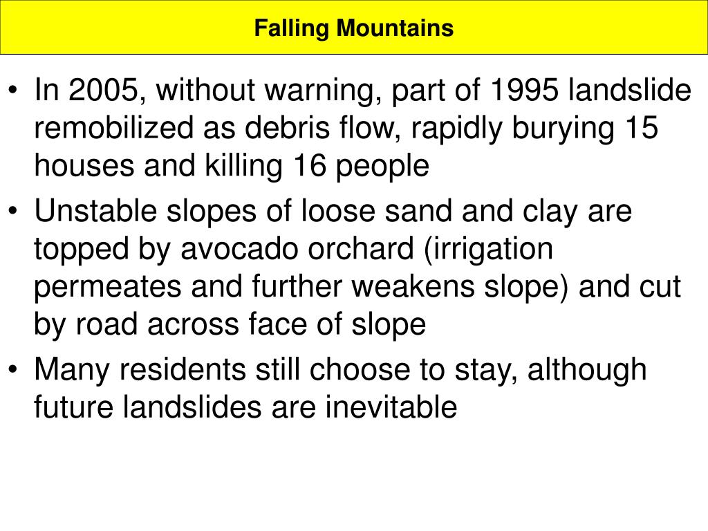 PPT - Natural Hazards and Disasters Chapter 8 Landslides and Other ...