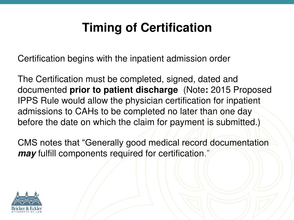 PPT - Medicare Inpatient Admission Standards: Two Midnight and ...