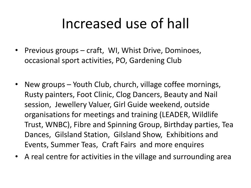 PPT - Gilsland Village Hall Refurbishment Project PowerPoint ...
