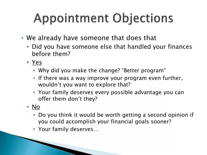 PPT - Appointment Objections PowerPoint Presentation, free download ...