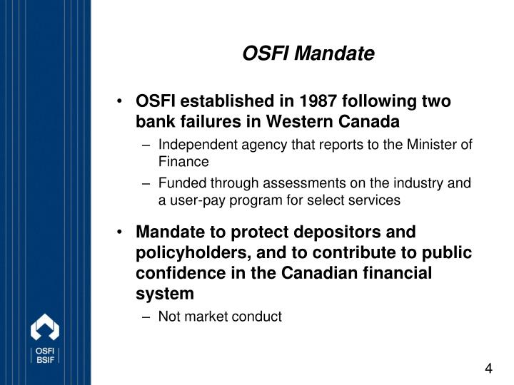 PPT - The Regulation of Financial Institutions in Canada: OSFI’s Role ...