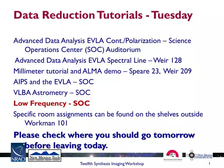 PPT - Data Reduction Tutorials - Tuesday PowerPoint Presentation, free ...