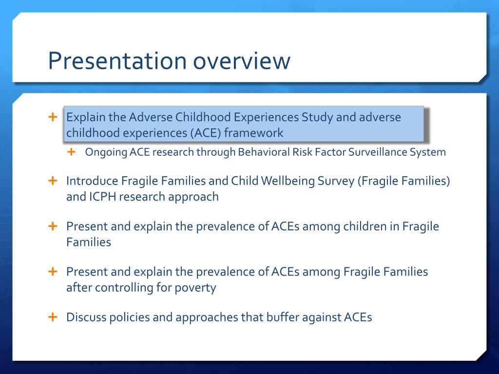PPT - Adverse Childhood Experiences Among H omeless C hildren in the Fragile Families and Child ...