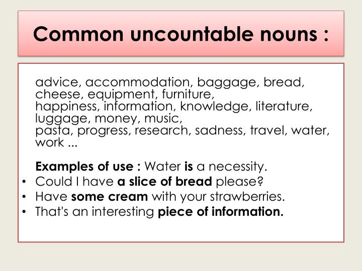 PPT - Uncountable and plural nouns PowerPoint Presentation - ID:1546083