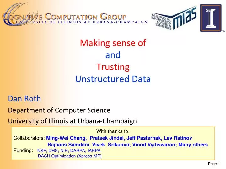 PPT - Making sense of and Trusting Unstructured Data PowerPoint ...