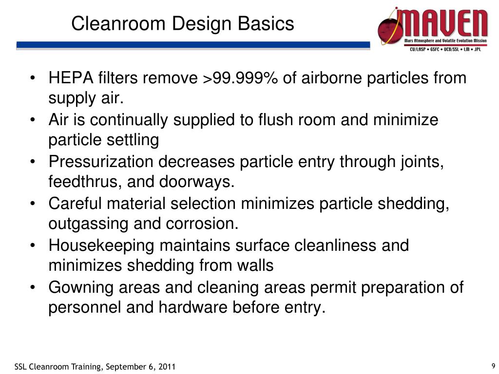 PPT - SSL Cleanroom Training September 6, 2011 Jeremy McCauley, PFP CCE ...