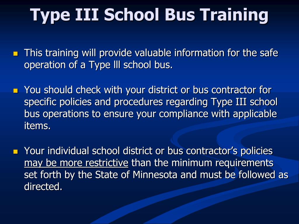 PPT - Type III School Bus Training Including Pre-trip Vehicle ...