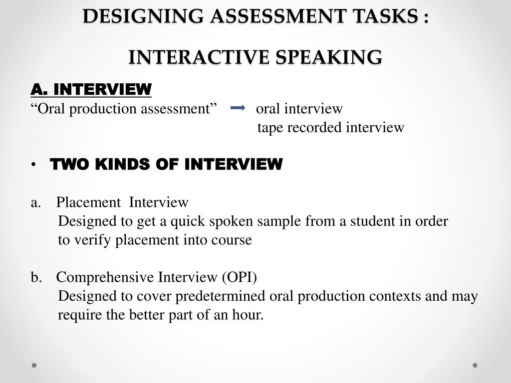 PPT - DESIGNING ASSESSMENT TASKS: RESPONSIVE SPEAKING PowerPoint ...