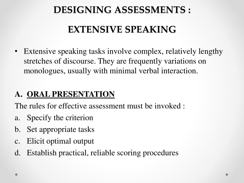 PPT - DESIGNING ASSESSMENT TASKS: RESPONSIVE SPEAKING PowerPoint ...