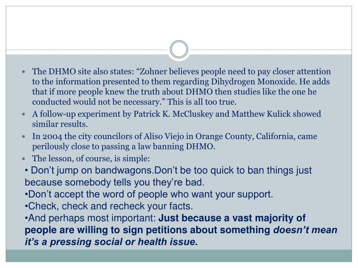 PPT - Dihydrogen Monoxide: DHMO PowerPoint Presentation - ID:1550083