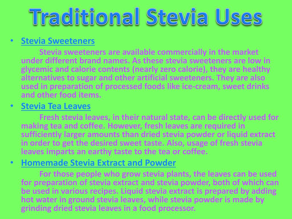 PPT - The Stevia Plant: Sugar Substitute or Medicial Plant? PowerPoint ...