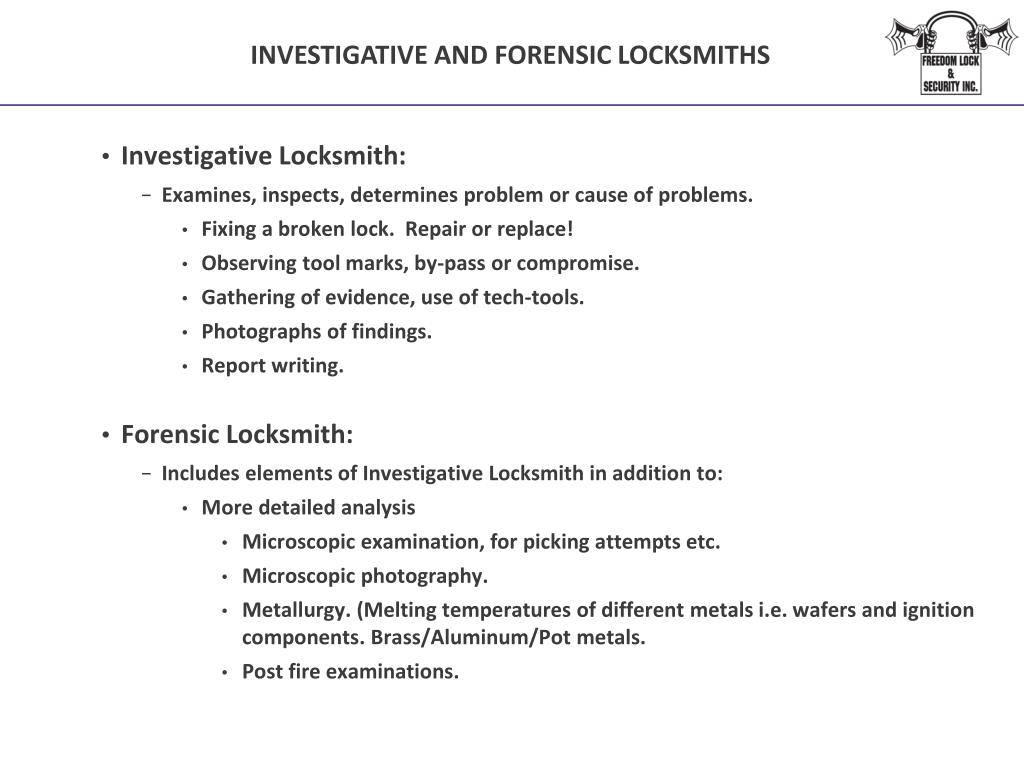 PPT - INVESTIGATIVE & FORENSIC LOCKSMITHING “Key” Factors With Vehicle ...